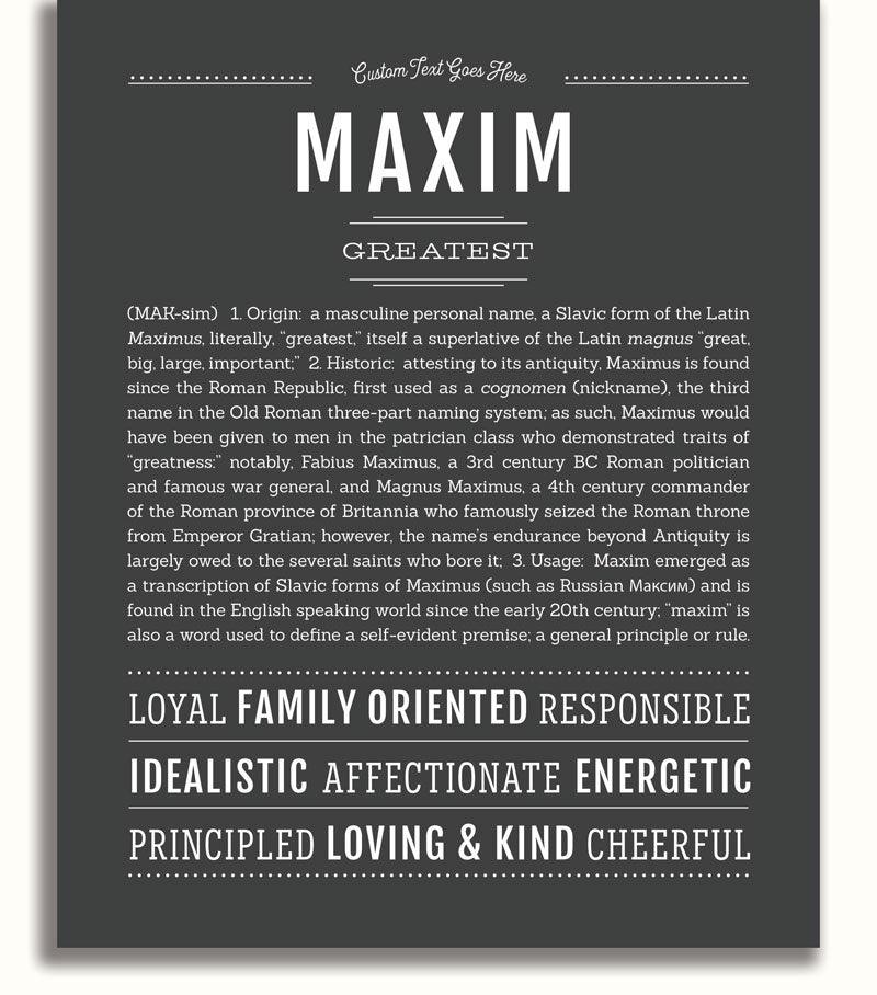 Maxim Personalized Name Meaning Art Prints – Name Stories