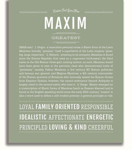 Maxim Personalized Name Meaning Art Prints – Name Stories