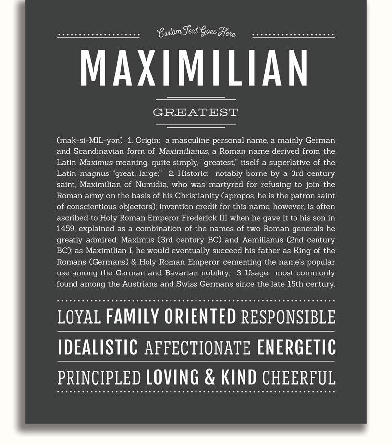 Maximilian Personalized Name Meaning Art Prints – Name Stories