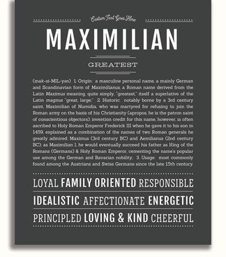 Maximilian Personalized Name Meaning Art Prints – Name Stories