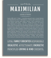 Maximilian Personalized Name Meaning Art Prints – Name Stories