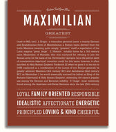 Maximilian Personalized Name Meaning Art Prints – Name Stories