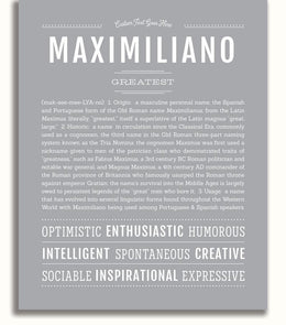 Maximiliano Personalized Name Meaning Art Prints – Name Stories