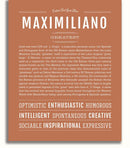Maximiliano Personalized Name Meaning Art Prints – Name Stories