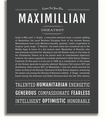 Maximillian Personalized Name Meaning Art Prints – Name Stories
