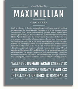 Maximillian Personalized Name Meaning Art Prints – Name Stories