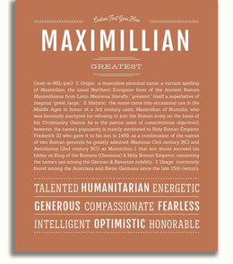 Maximillian Personalized Name Meaning Art Prints – Name Stories