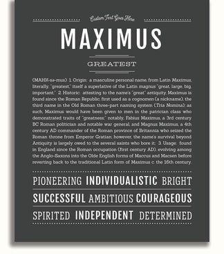 Maximus Personalized Name Meaning Art Prints – Name Stories