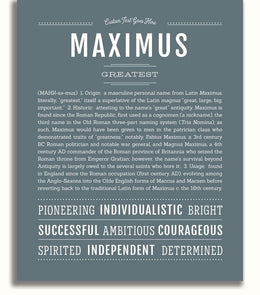 Maximus Personalized Name Meaning Art Prints – Name Stories