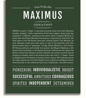 Maximus Personalized Name Meaning Art Prints – Name Stories
