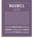 Maxwell Personalized Name Meaning Art Prints – Name Stories