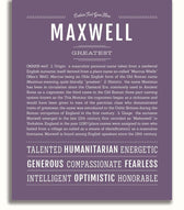 Maxwell Personalized Name Meaning Art Prints – Name Stories