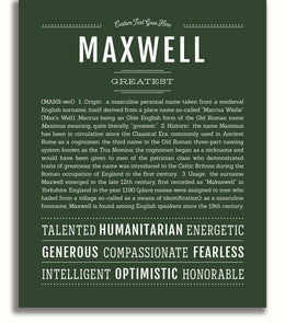 Maxwell Personalized Name Meaning Art Prints – Name Stories