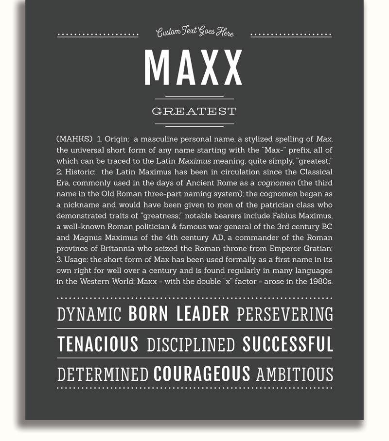 Maxx Personalized Name Meaning Art Prints – Name Stories
