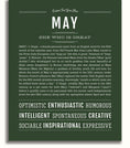May Personalized Name Meaning Art Prints – Name Stories