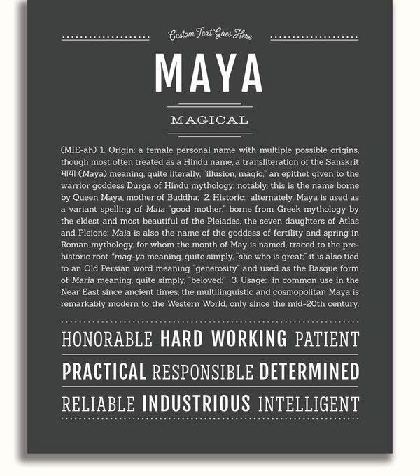 Maya | Name Art Print - Personalized Custom Gifts – Name Stories