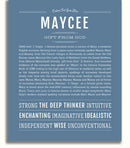 Maycee Personalized Name Meaning Art Prints – Name Stories