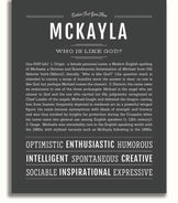 Mckayla Personalized Name Meaning Art Prints – Name Stories