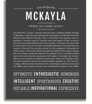 Mckayla Personalized Name Meaning Art Prints – Name Stories