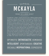 Mckayla Personalized Name Meaning Art Prints – Name Stories