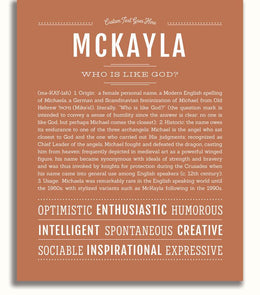 Mckayla Personalized Name Meaning Art Prints – Name Stories