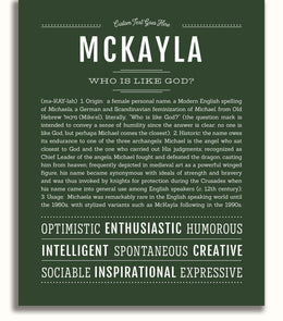 Mckayla Personalized Name Meaning Art Prints – Name Stories