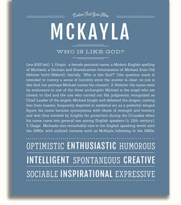 Mckayla Personalized Name Meaning Art Prints – Name Stories