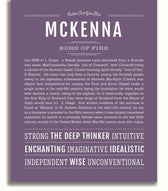 Mckenna Personalized Name Meaning Art Prints – Name Stories