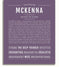 Mckenna Personalized Name Meaning Art Prints – Name Stories