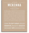 Mckenna Personalized Name Meaning Art Prints – Name Stories