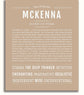 Mckenna Personalized Name Meaning Art Prints – Name Stories