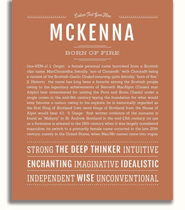 Mckenna Personalized Name Meaning Art Prints – Name Stories