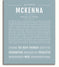 Mckenna Personalized Name Meaning Art Prints – Name Stories
