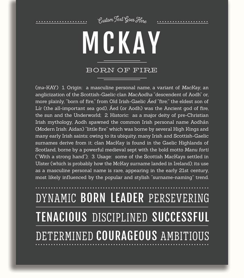 Mckay Personalized Name Meaning Art Prints – Name Stories