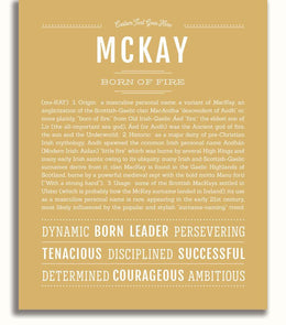 Mckay Personalized Name Meaning Art Prints – Name Stories