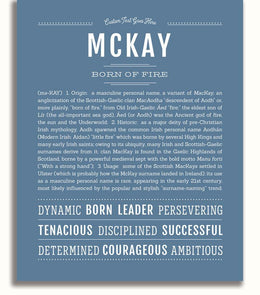 Mckay Personalized Name Meaning Art Prints – Name Stories