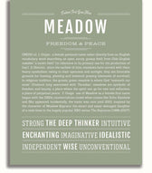 Meadow Personalized Name Meaning Art Prints – Name Stories