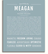 Meagan Personalized Name Meaning Art Prints – Name Stories