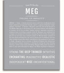 Meg Personalized Name Meaning Art Prints – Name Stories