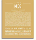 Meg Personalized Name Meaning Art Prints – Name Stories