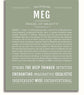 Meg Personalized Name Meaning Art Prints – Name Stories