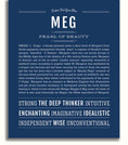 Meg Personalized Name Meaning Art Prints – Name Stories