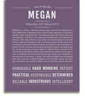Megan Personalized Name Meaning Art Prints – Name Stories