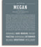 Megan Personalized Name Meaning Art Prints – Name Stories