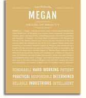 Megan Personalized Name Meaning Art Prints – Name Stories