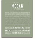 Megan Personalized Name Meaning Art Prints – Name Stories
