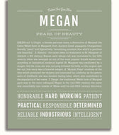 Megan Personalized Name Meaning Art Prints – Name Stories