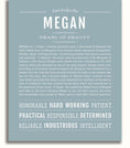Megan Personalized Name Meaning Art Prints – Name Stories