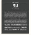 Mei Personalized Name Meaning Art Prints – Name Stories