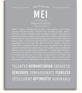 Mei Personalized Name Meaning Art Prints – Name Stories